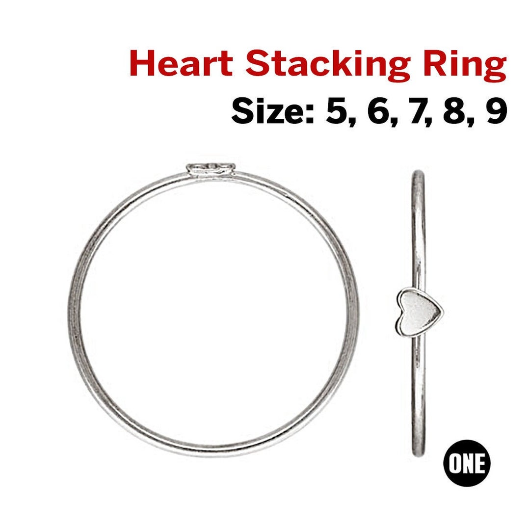 Sterling Silver Heart Stacking Ring, 5 Sizes, SS-1032 - Etsy