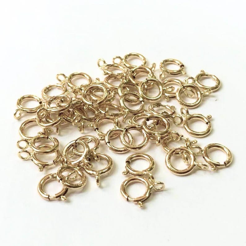 14K Gold Filled Spring Ring Clasps With Closed Ring, 5mm, 5.5mm, 6mm ...