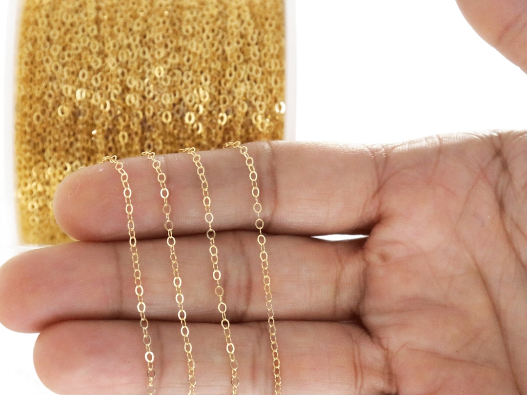 14K Gold Filled Flat Oval Cable Chain, 2.5x1 Mm, Unfinished Flat Link ...