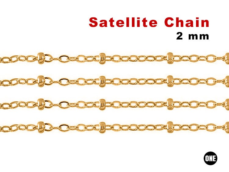 14K Gold Filled Satellite Cable Chain W/ 2 Mm Bead, (GF-039) - Etsy