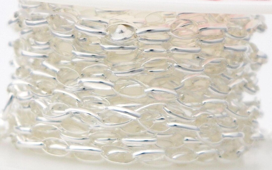 Sterling Silver Flat Oval Rolo Chain., 1.4x3.5 Mm, Sold by the Foot ...