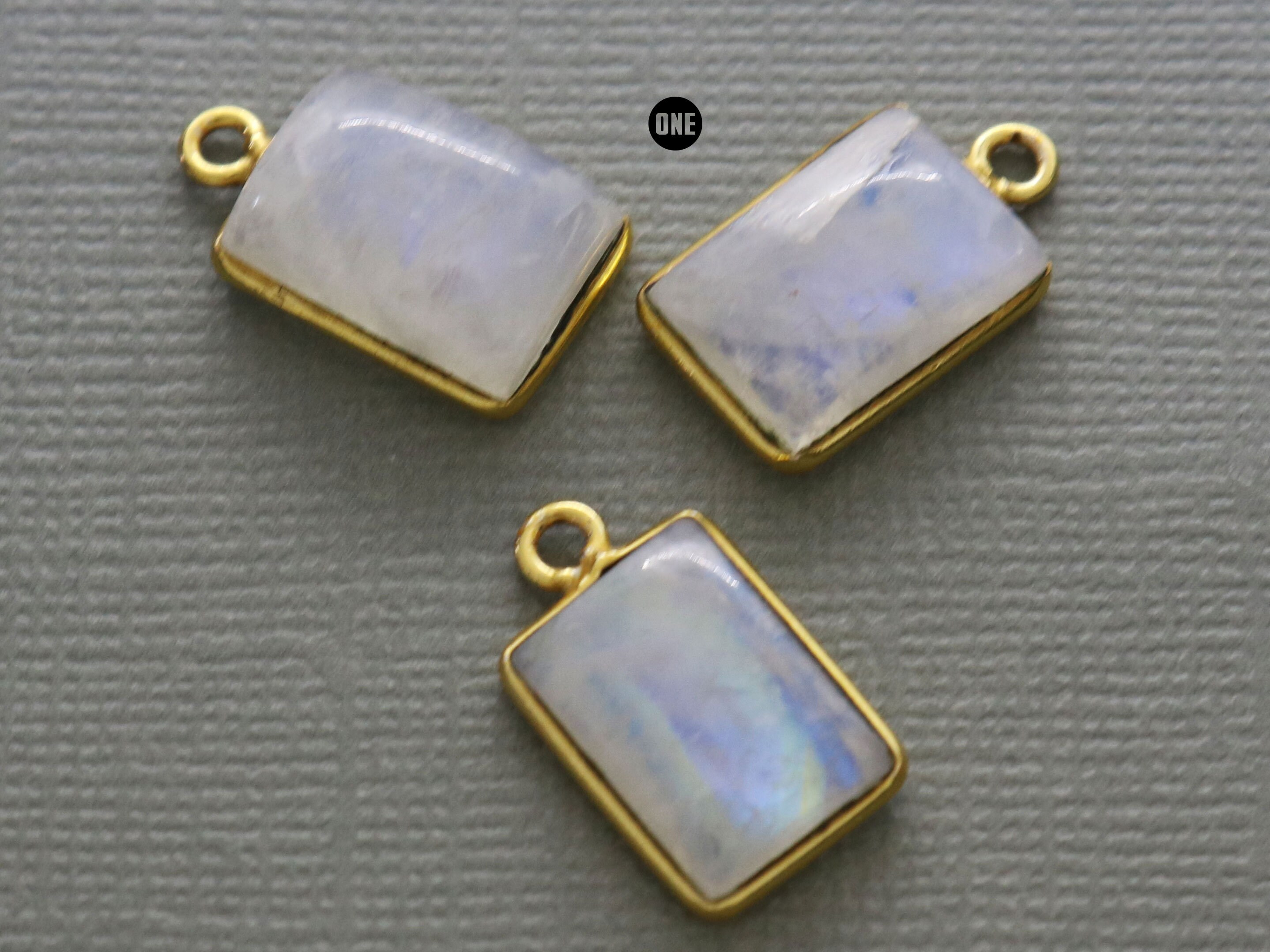 Gold Plated Rainbow Moonstone Smooth Rectangle Bezel Pendant | Etsy