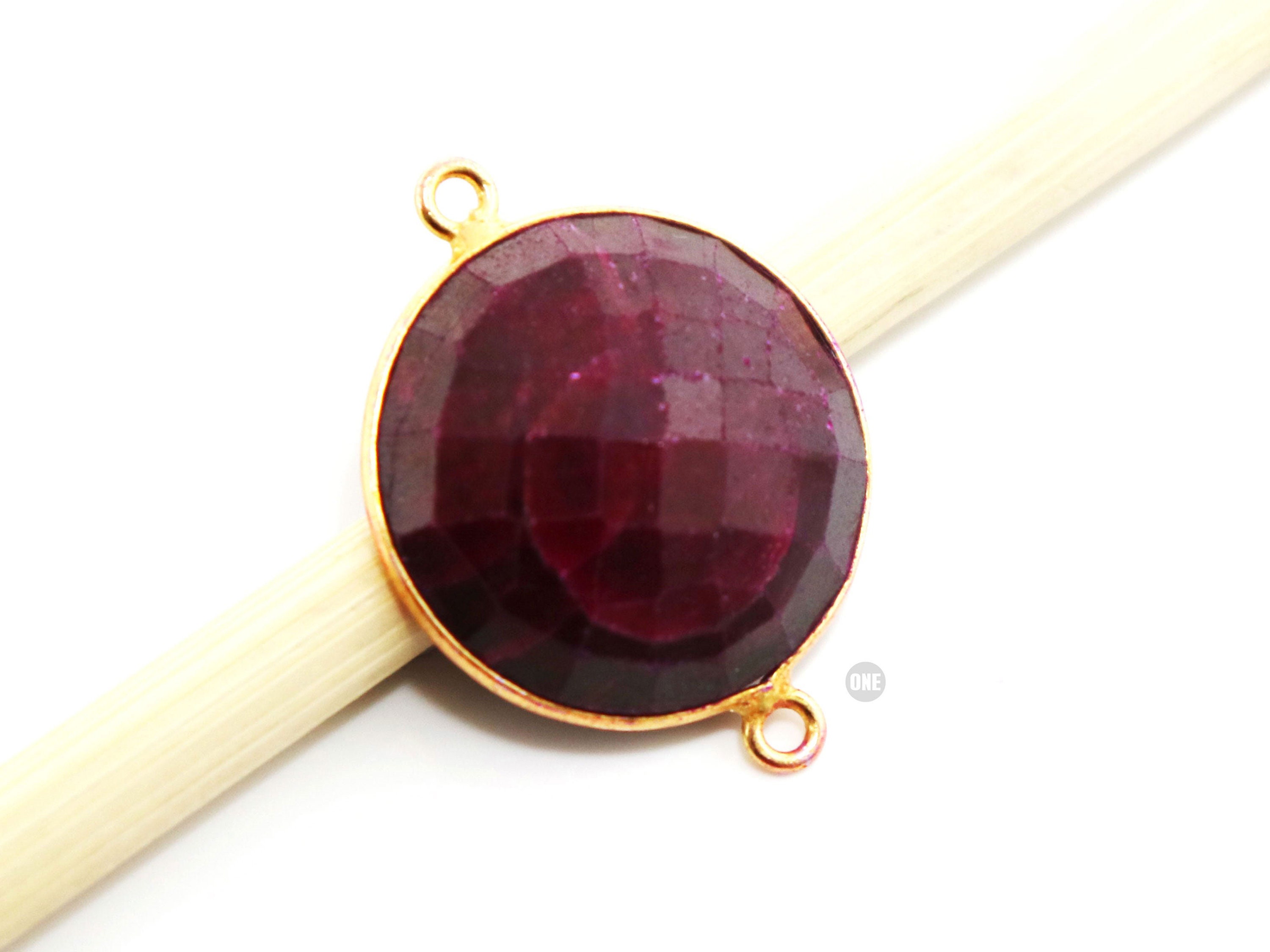 Gold Plated Dyed Ruby Faceted Round Coin Shape Bezel - Etsy