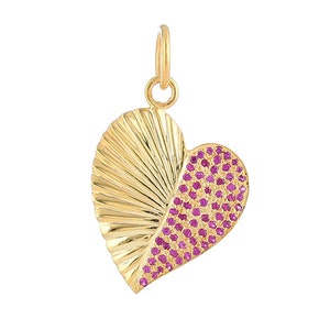 Sterling Silver Fluted Ruby Love Heart Pendant, (DPM-1310) - Etsy
