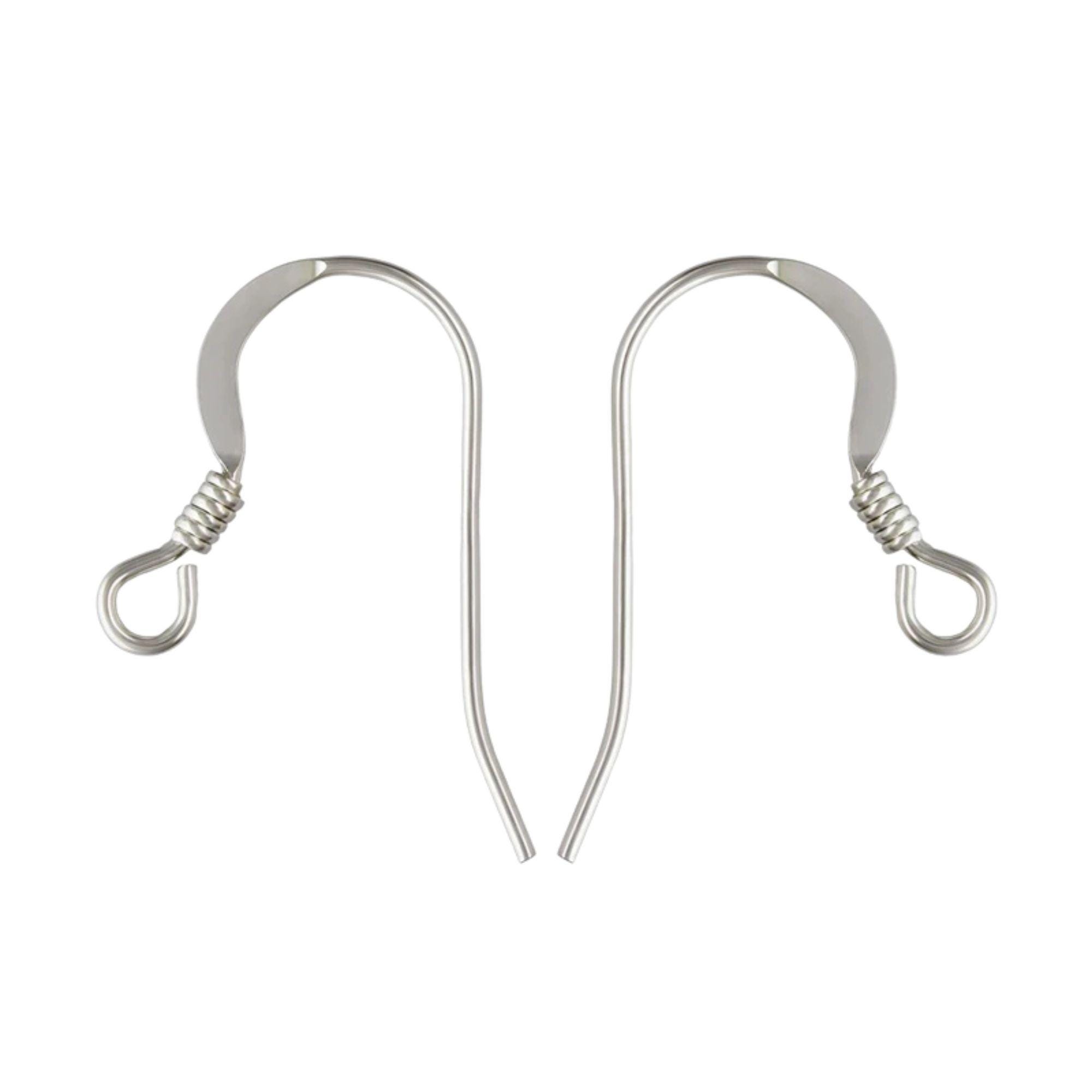 Sterling Silver French Ear Wires, Ear Wires Flat With Ball and Coils ...