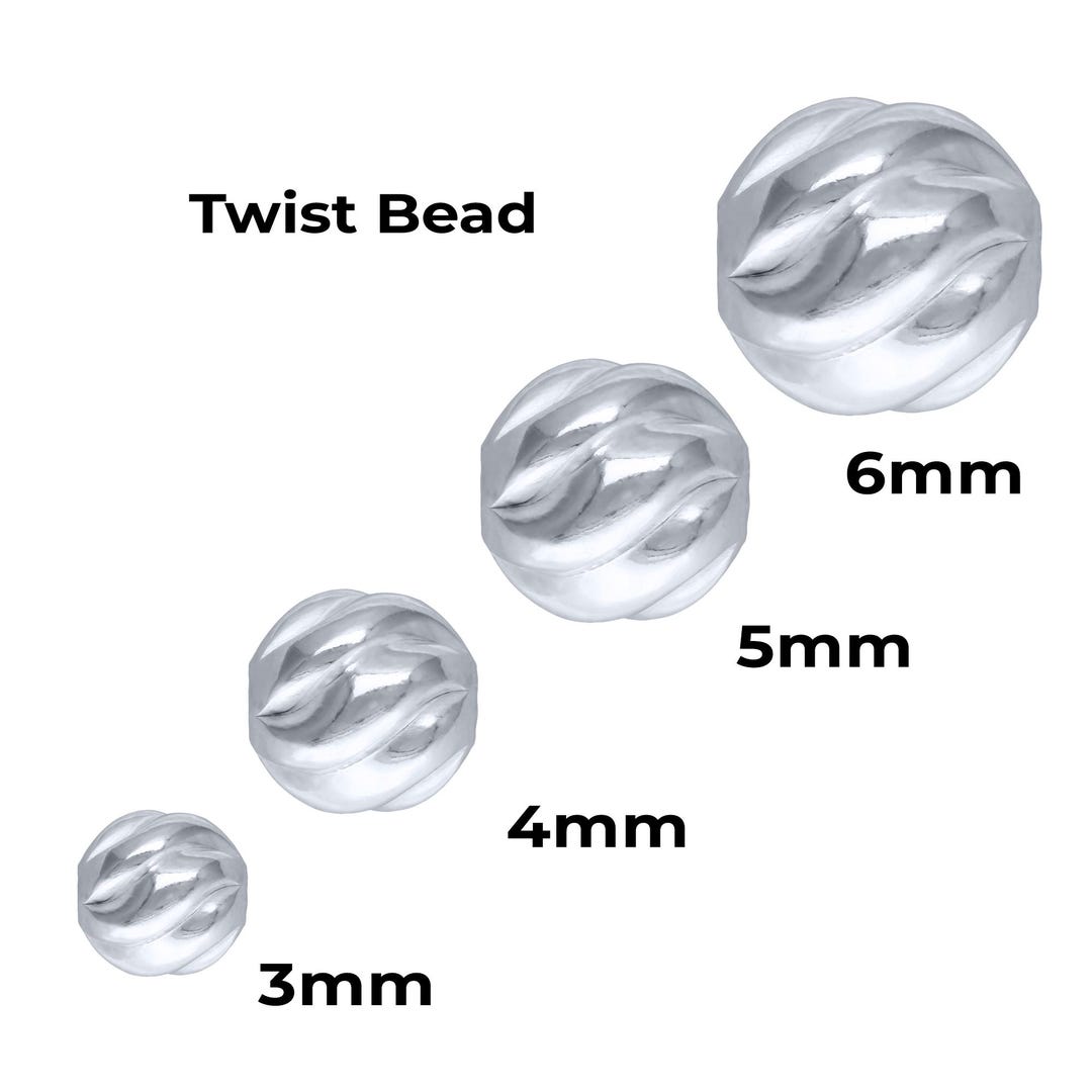 Sterling Silver Twisted Beads, Round Dented Cut Spacer Beads Available ...
