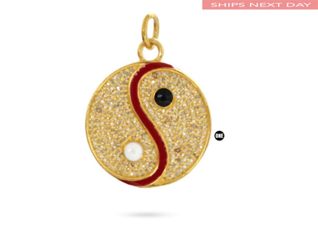 Sterling Silver, Pave Diamond Ying Yang Medallion Pendant, 1166-DPM - Etsy