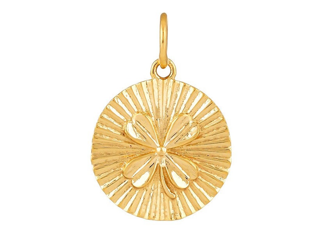 14K Solid Gold Fluted Clover Medallion, (14K-DP-083) - Etsy