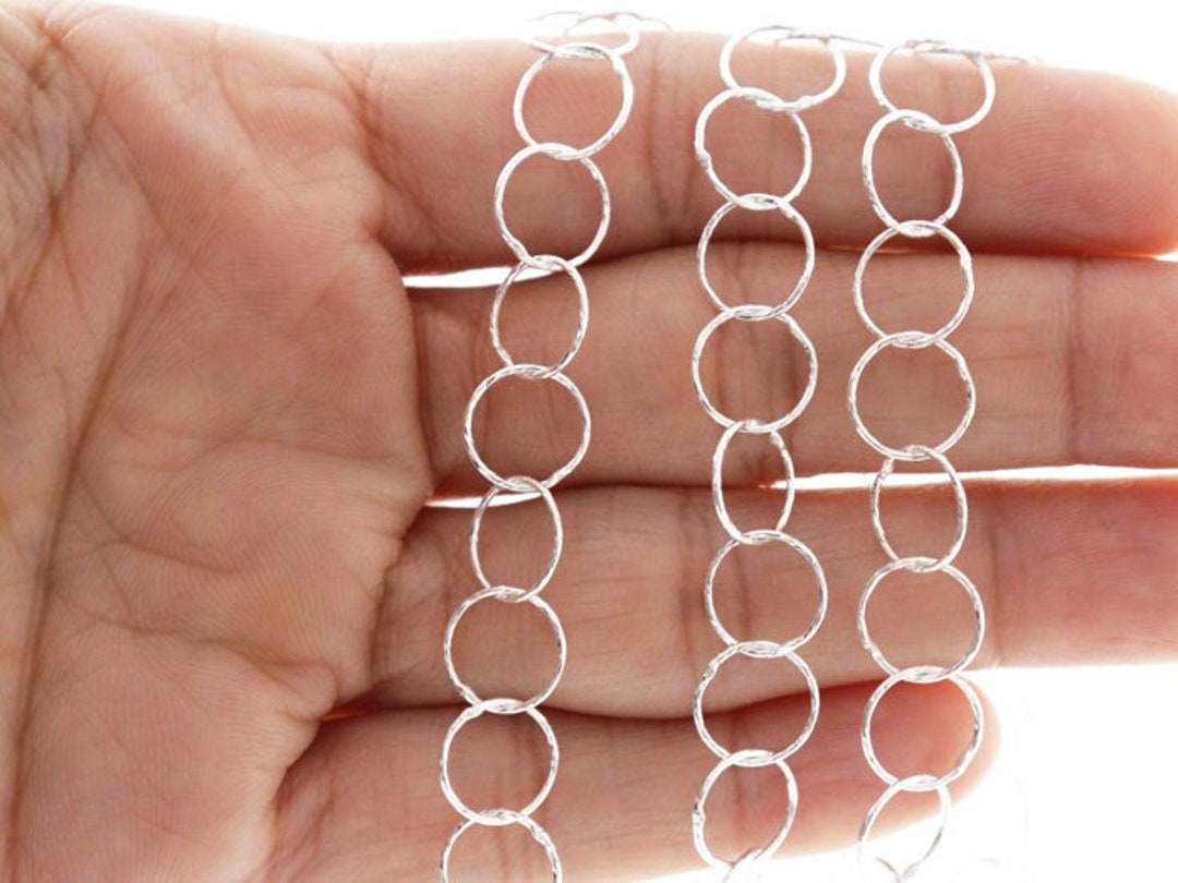 Sterling Silver Large Round Circle Cable Chain, 9.5 Mm Links, (112-SS ...