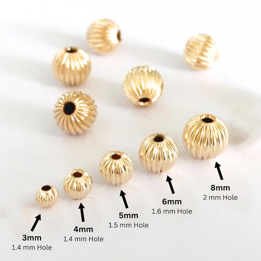 14K Gold Filled Straight Corrugated Round Beads, 5 Sizes - 3mm, 4mm, 5mm, 6mm and 8mm, Wholesale ...