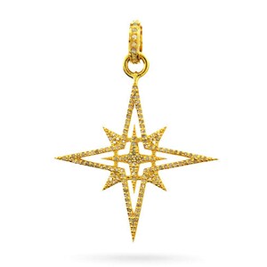 Sterling Silver, Pave Diamond Eight Point Star Pendant, (2466-DPL) - Etsy