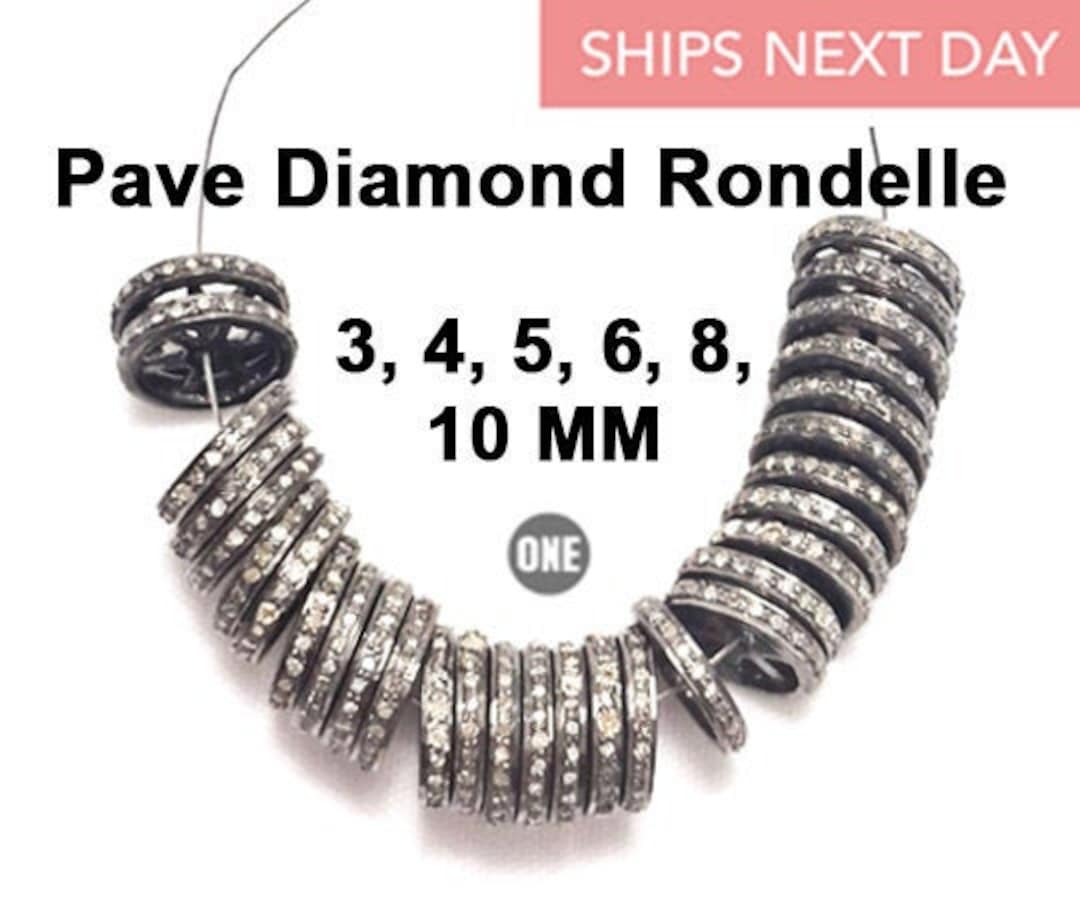 Pave Diamond Spacer Rondelle Beads, Sizes From 3 to 12 Mm, Antique ...