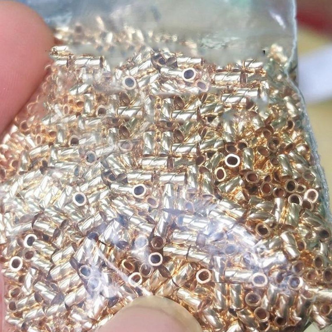 14K Gold Filled Twisted Tube Crimp Beads, Available in 2 Sizes - 2x2 ...