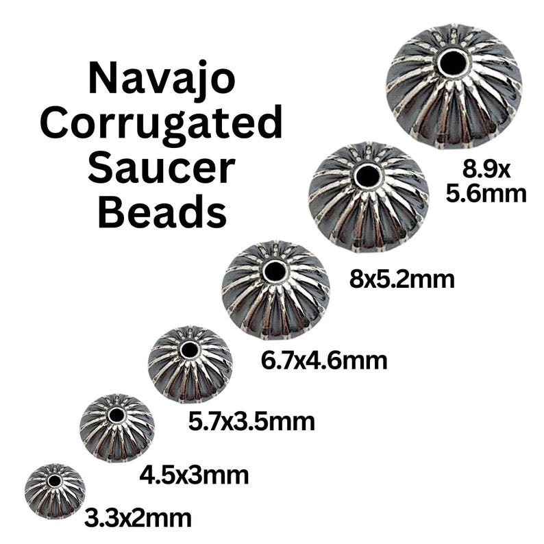 Navajo Pearls Sterling Silver Saucer Corrugated Beads, Oxidized Beads ...