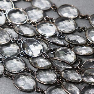 Rock Crystal Faceted Oval Bezel Chain, 14x11 Mm, Antique Oxidized, 134 ...