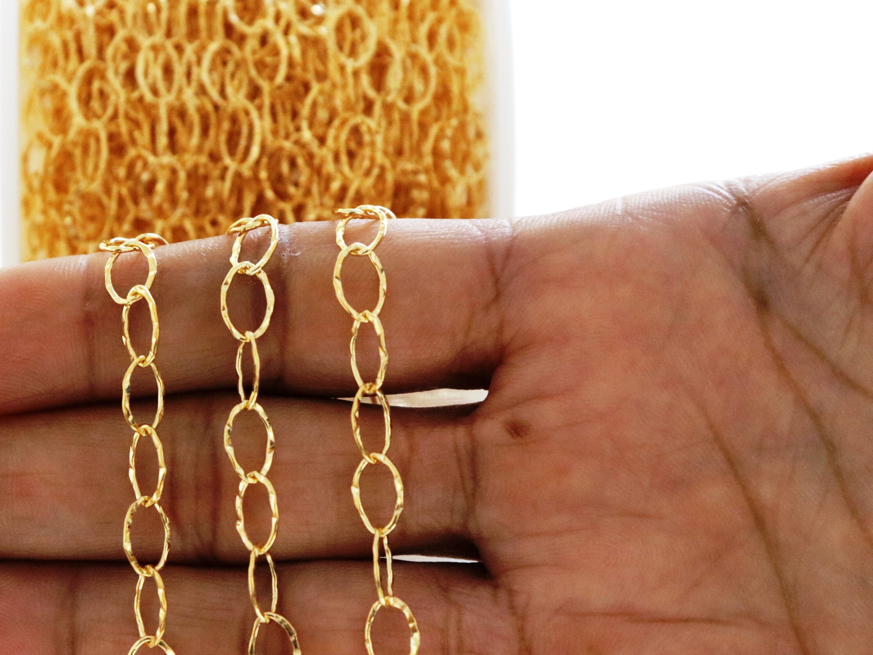 14K Gold Filled Hammered Large Oval Cable Chain 7.5x5.5 Mm - Etsy