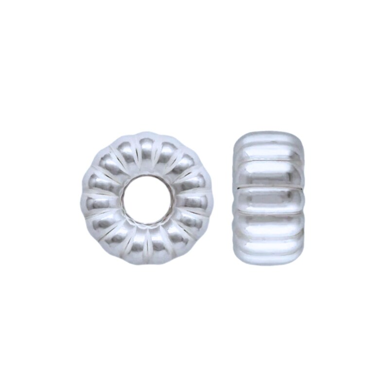 Sterling Silver Corrugated Roundel Beads, Rondelle Spacer Beads in 3 ...