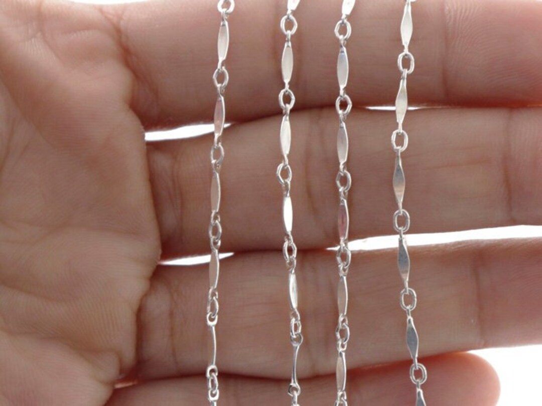 Sterling Silver Flattened Bar Chain, 9x1.5 Mm, Bar Chain, (064-SS) - Etsy