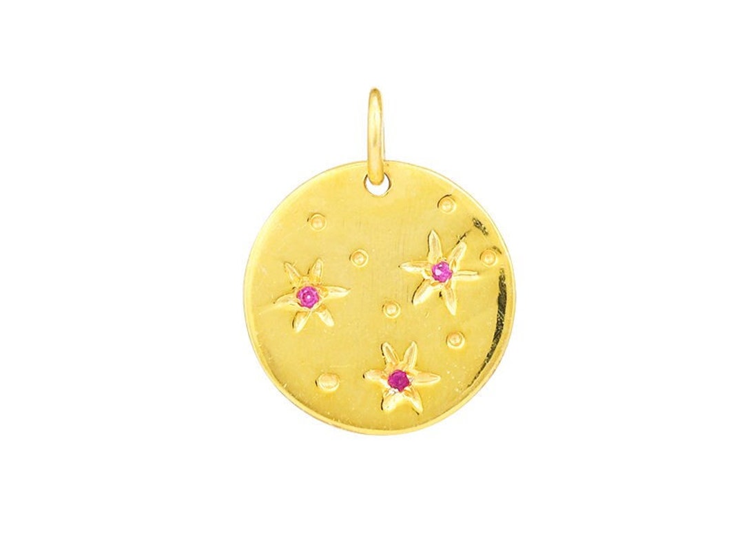 Sterling Silver & Ruby Disc Compass Pendant, (SP-5915) - Etsy