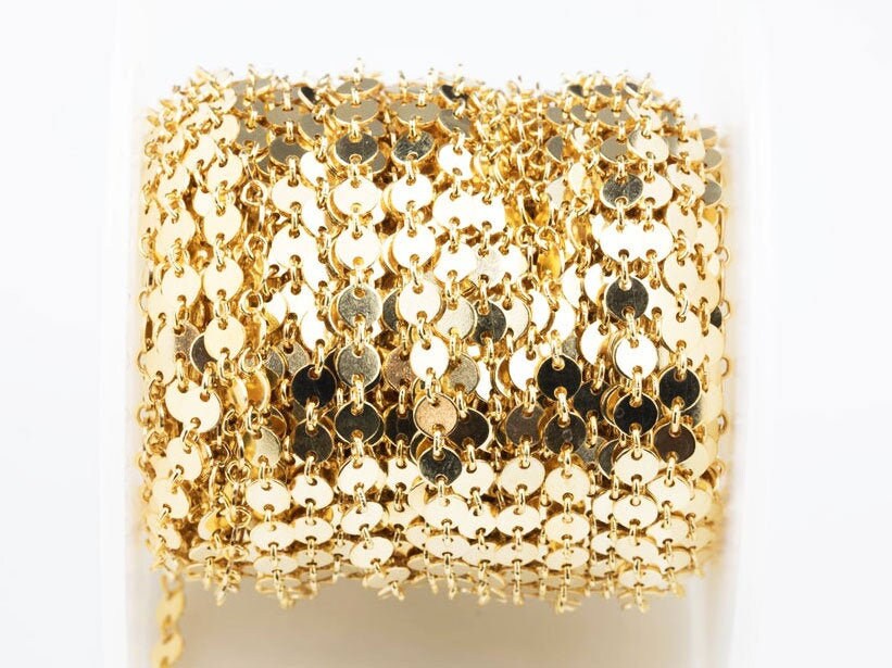 14k Gold Filled Round Sequin Disc Chain 4 mm Round Disc | Etsy