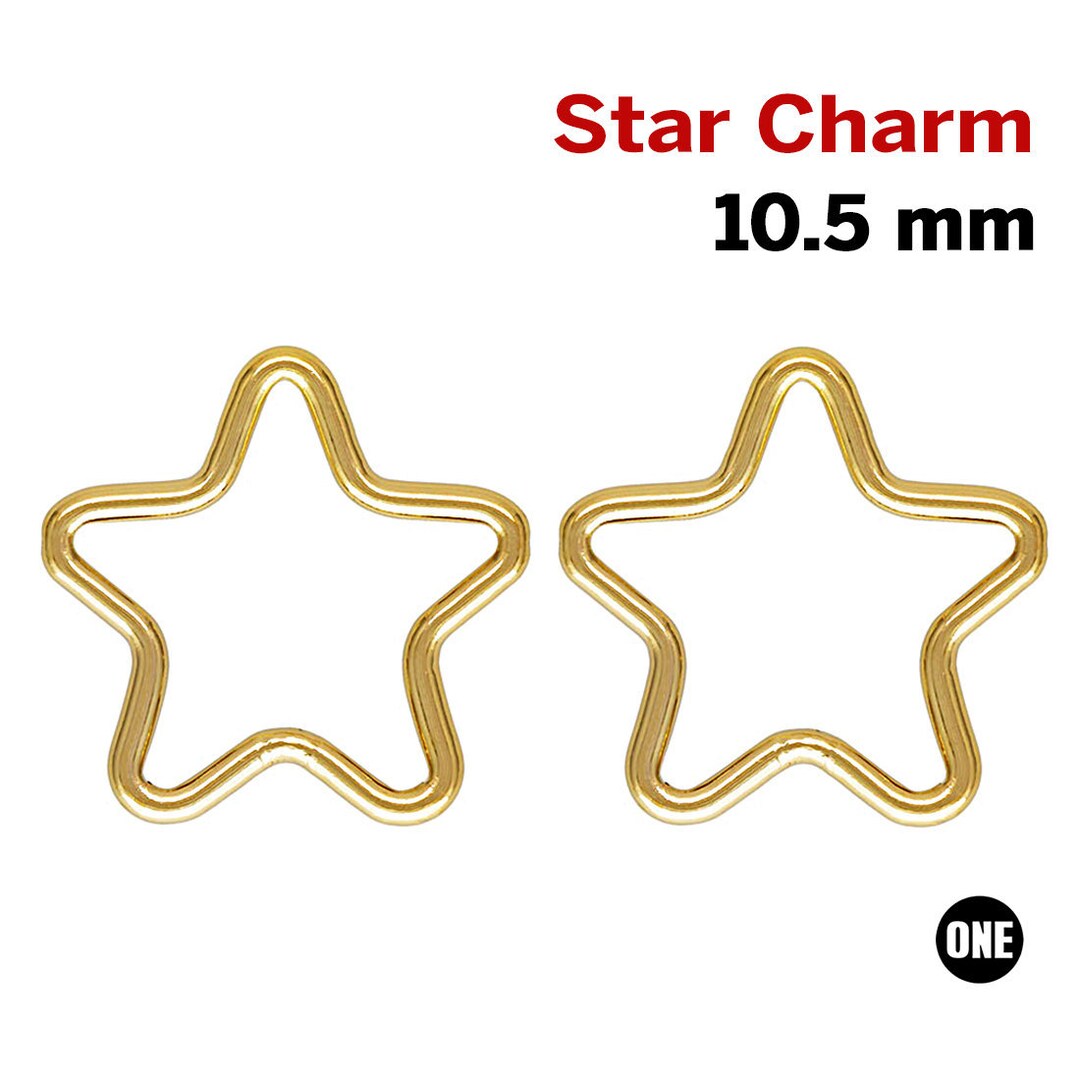 2 Pcs, 14k Gold Filled Wire Star Charm, Star Jump Ring CL, 10.5 Mm, GF ...