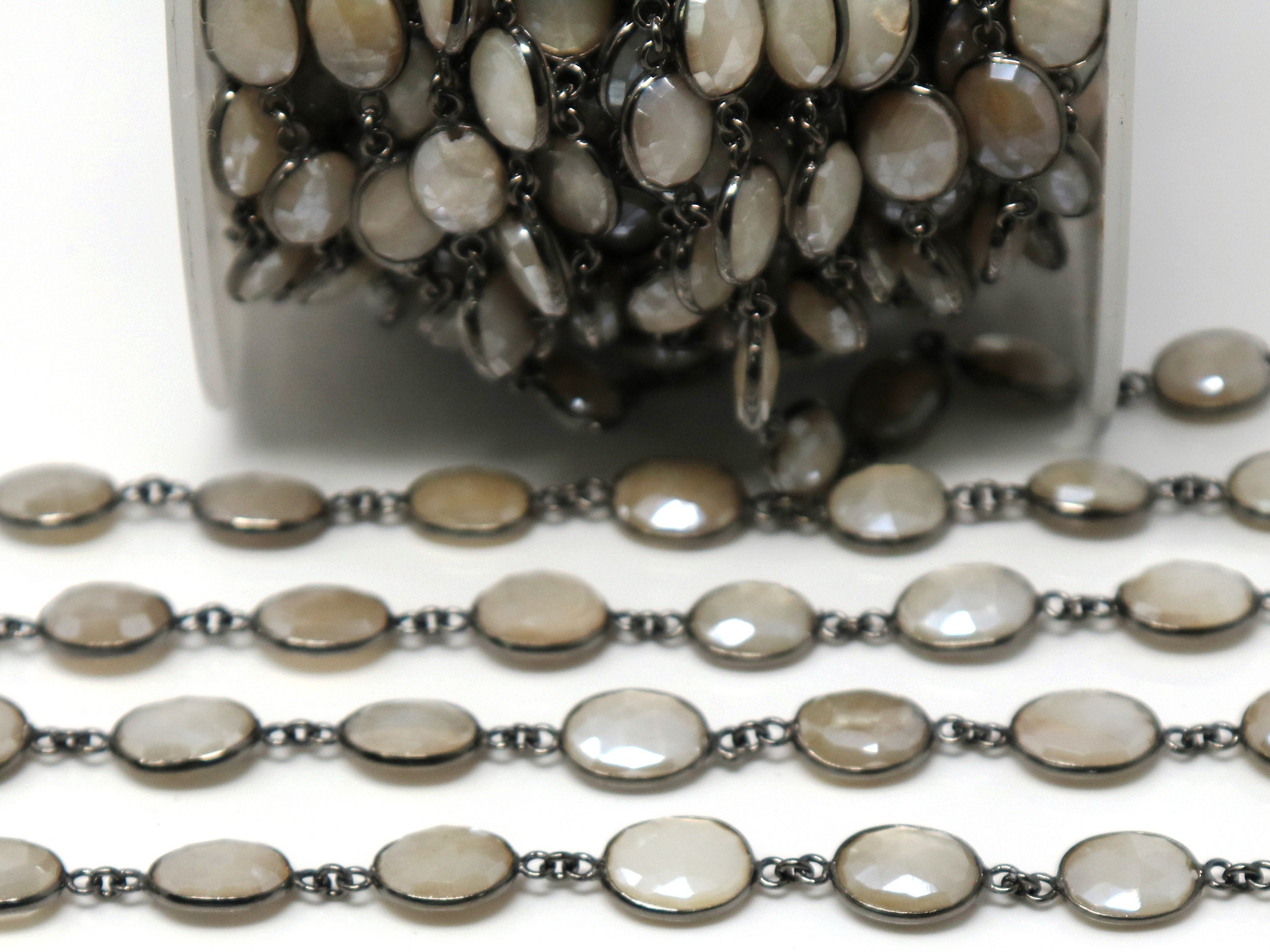 Moonstone Cream Color Oval Bezel Chain 260-MNS-BC - Etsy