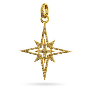 Sterling Silver, Pave Diamond Eight Point Star Pendant, (2466-DPL) - Etsy