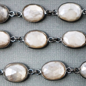 Moonstone Cream Color Oval Bezel Chain, 8x12 Mm, Antique Oxidized, 257 ...