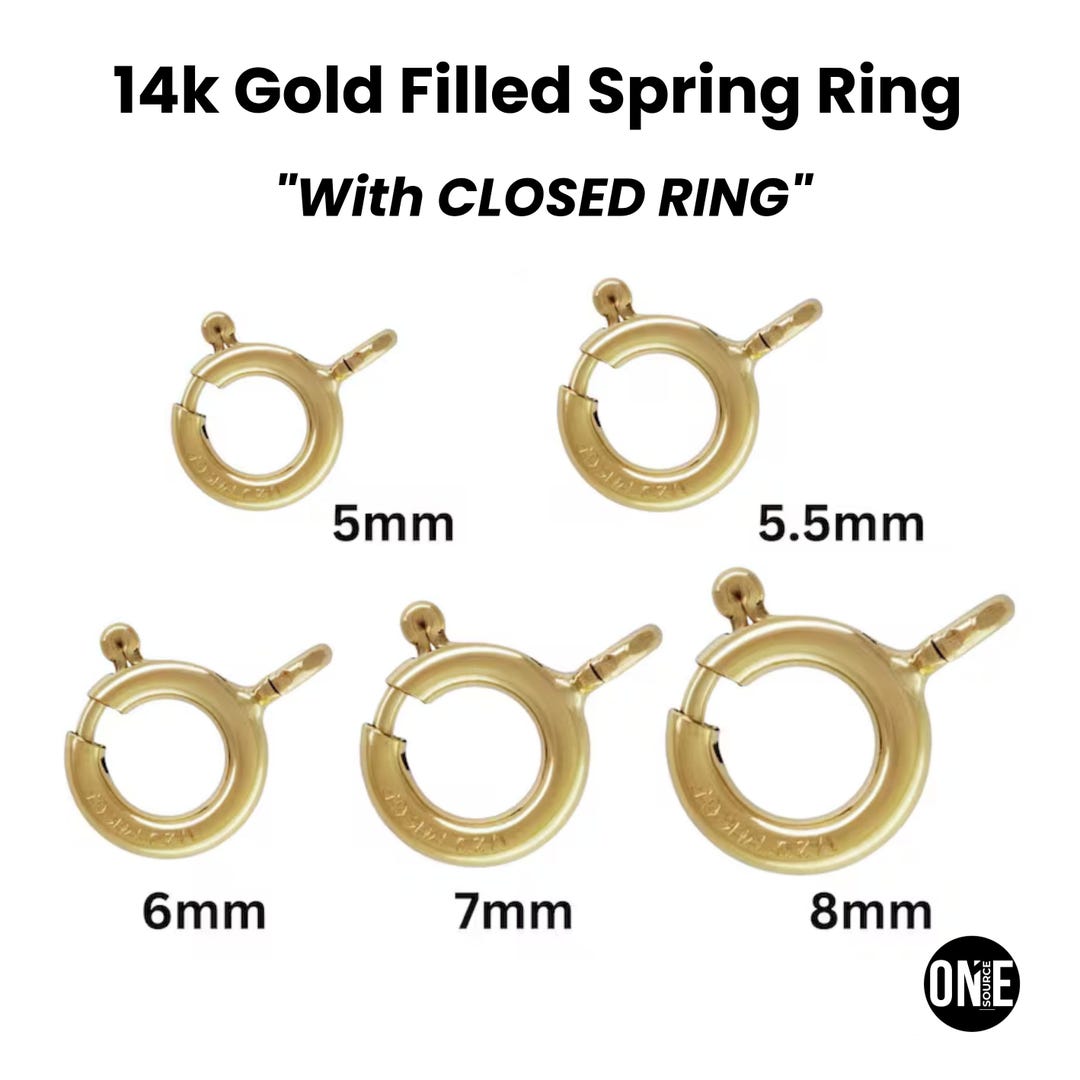 14K Gold Filled Spring Ring Clasps With Closed Ring, 5mm, 5.5mm, 6mm ...