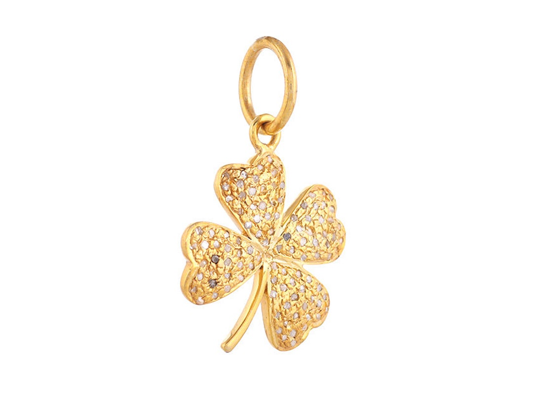 Pave Diamond Four Leaf Clover Pendant, (DPM-1337) - Etsy