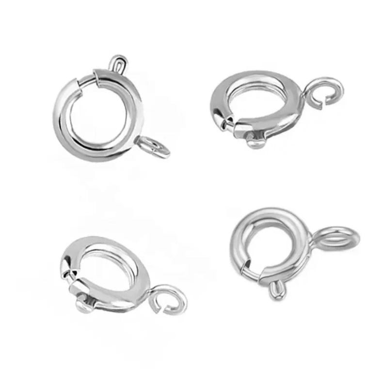 Sterling Silver Spring Ring Claps, Open Ring Spring Clasp in 5 Sizes ...