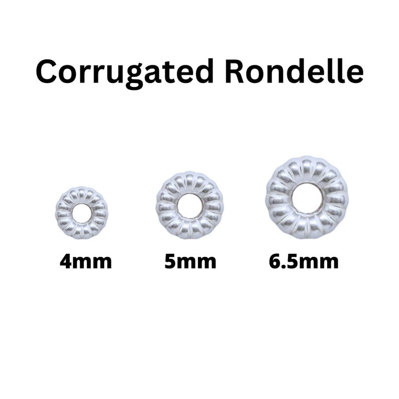 Sterling Silver Corrugated Roundel Beads, Rondelle Spacer Beads in 3 ...