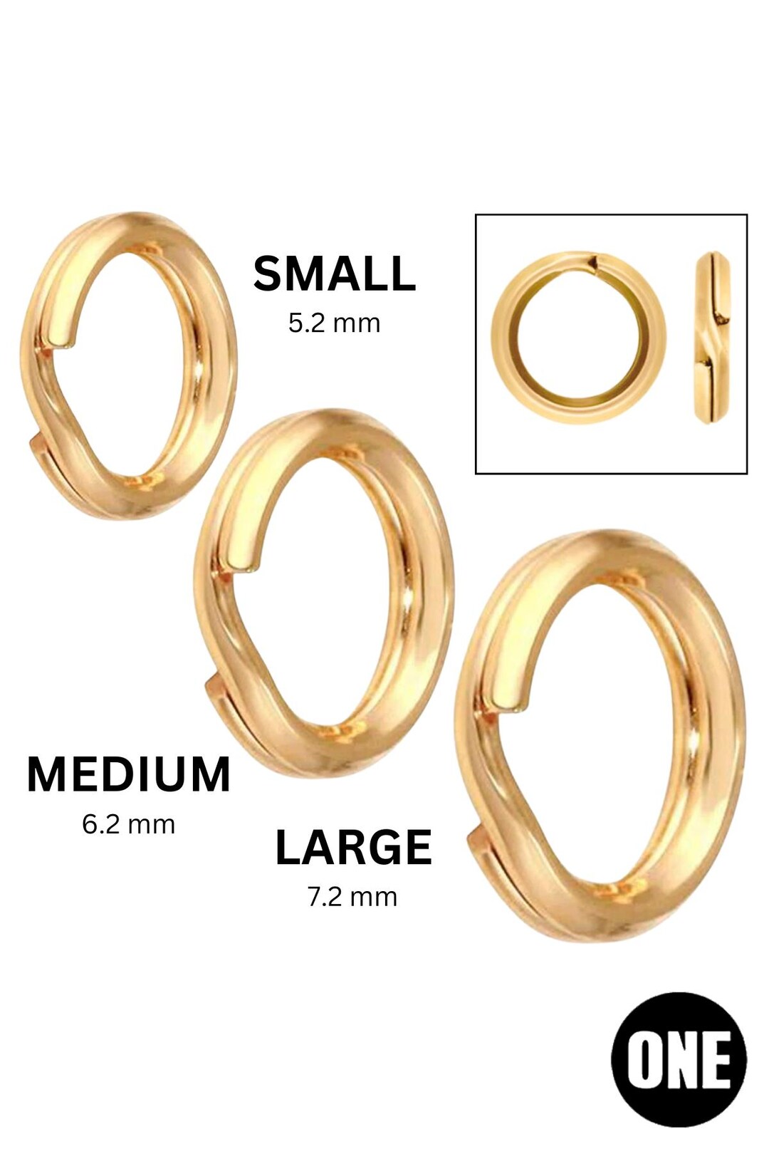 14K Gold Filled Round Split Ring, 3 Sizes - 5.2mm, 6.2mm, 7.2mm ...