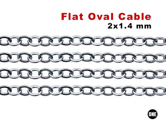 Sterling Silver Flat Flat Oval Cable Chain 2x1.4 Mm 053-SS - Etsy