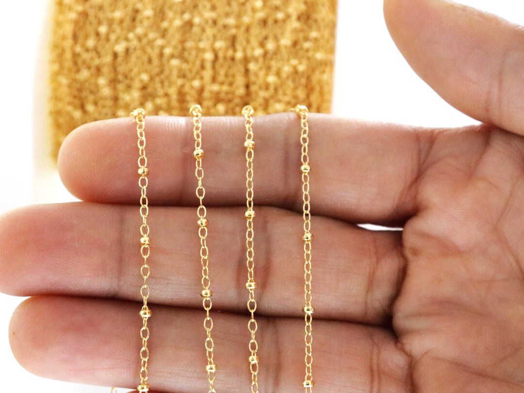 14K Gold Filled Satellite Cable Chain W/ 2 Mm Bead, (GF-039) - Etsy