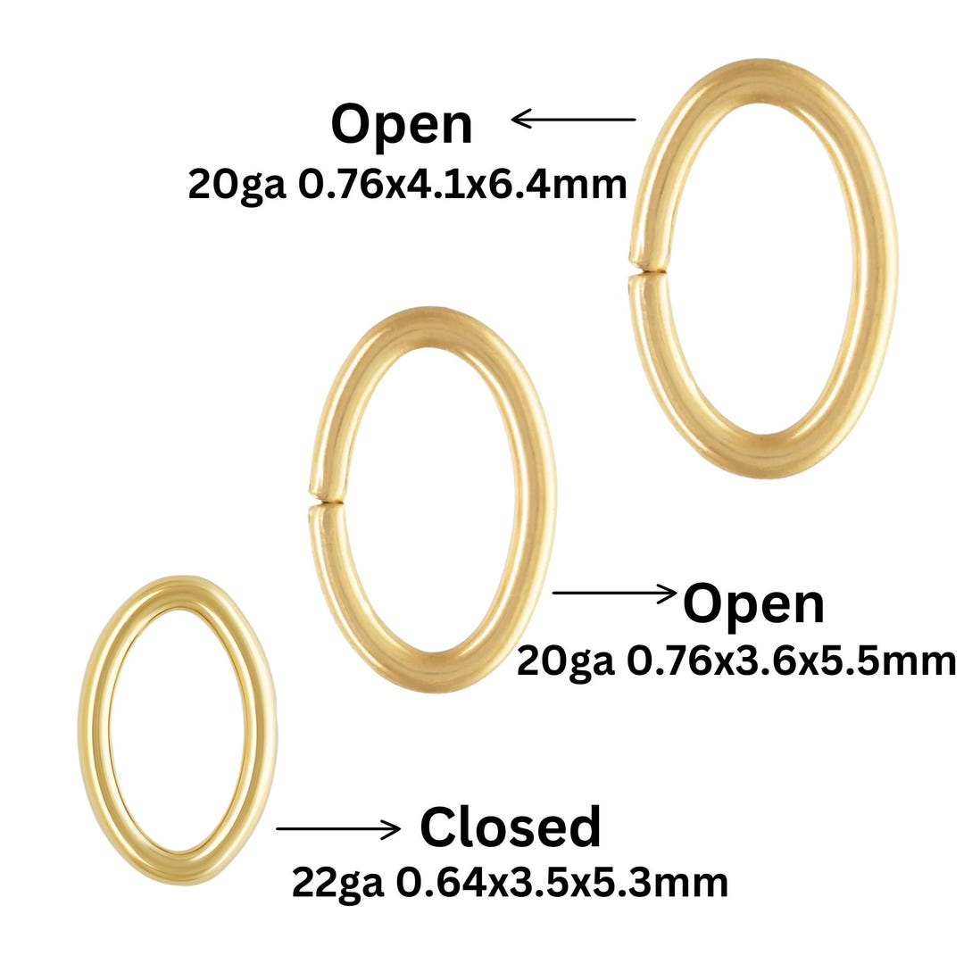 14K Gold Filled Oval Jump Rings, Closed Jump Ring, Open Jump Ring, Wire ...