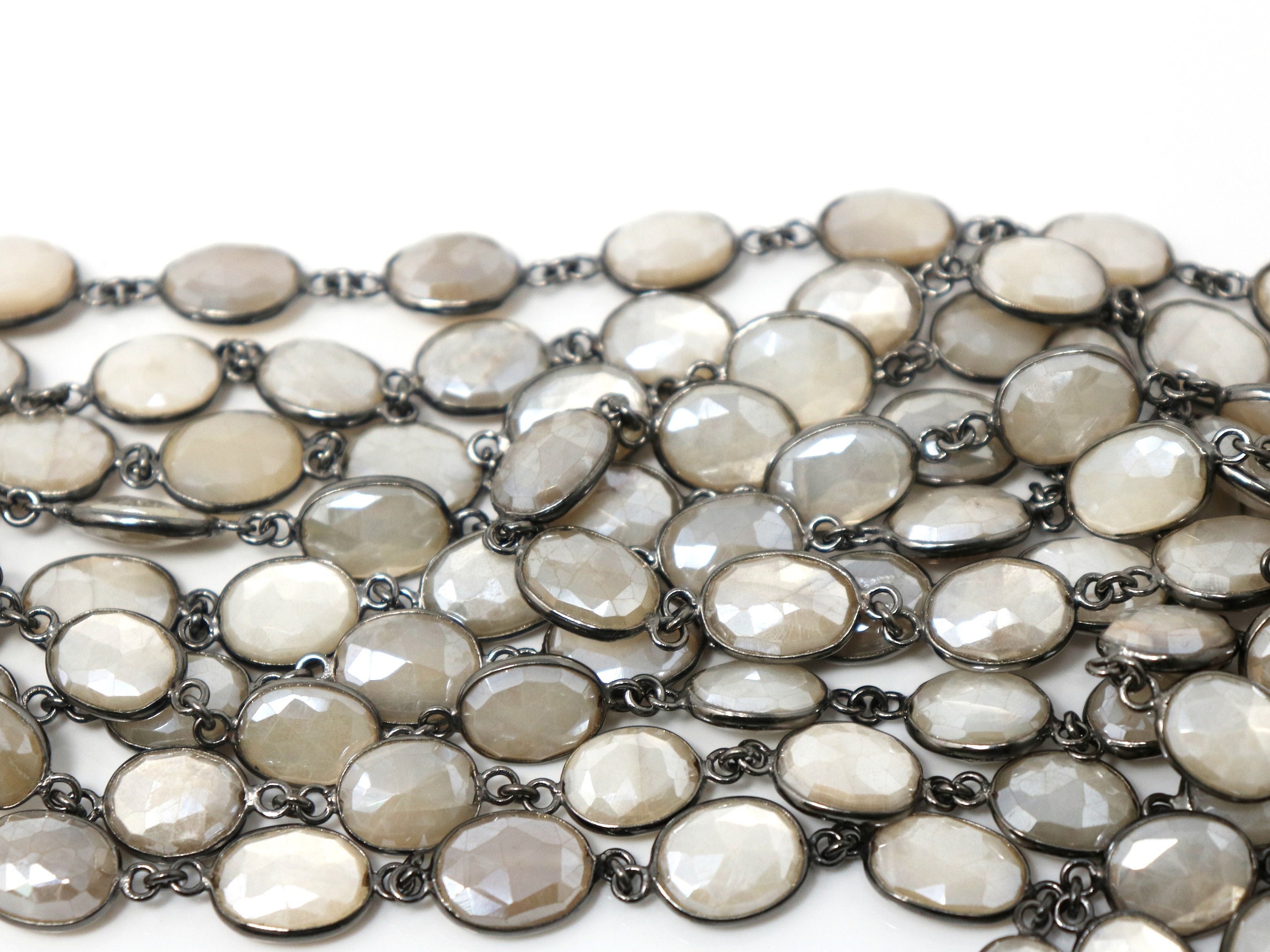 Moonstone Cream Color Oval Bezel Chain 260-MNS-BC - Etsy