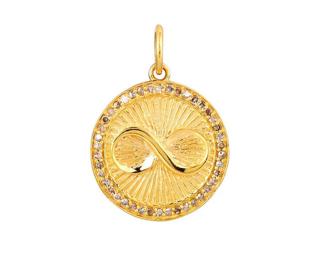 14k Solid Gold & Pave Diamond Infinity Circle Pendant, (14K-DP-008) - Etsy