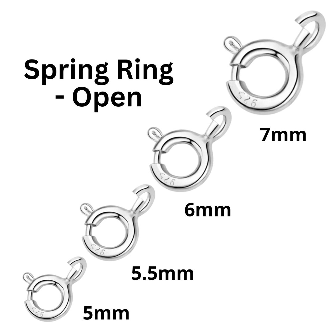 Sterling Silver Spring Ring Claps, Open Ring Spring Clasp in 5 Sizes ...