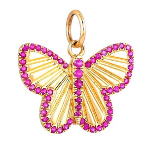 14K Solid Gold Pave Diamond & Ruby Butterfly Pendant, (14K-DP-025) - Etsy