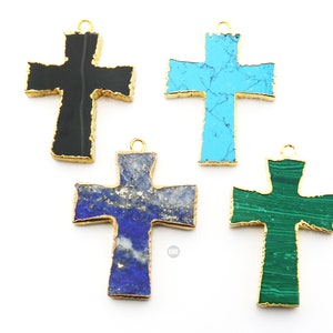 Gold Electroplated Bezel Cross Pendant 26x35 Mm Multiple - Etsy