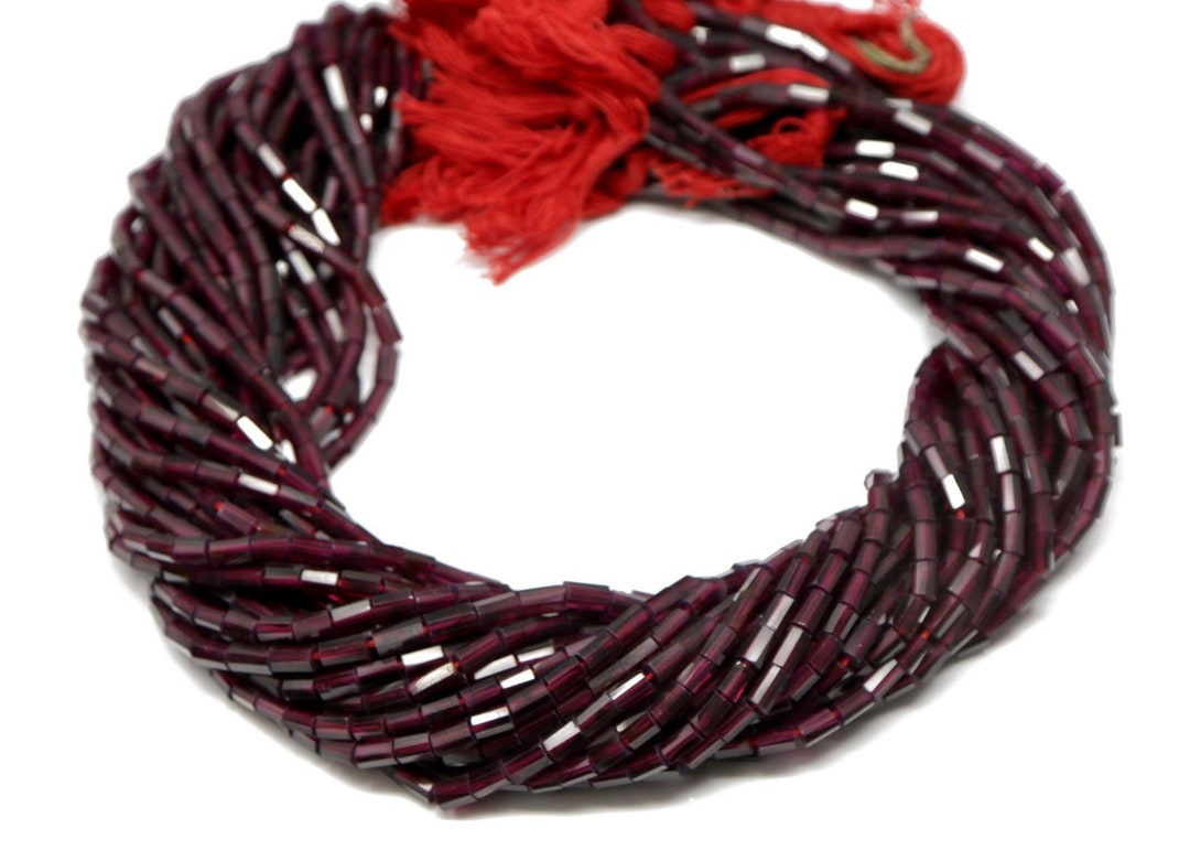 Garnet Faceted Pipe Beads 3x5 Mm, Rich Color, Garnet Gemstone Beads ...
