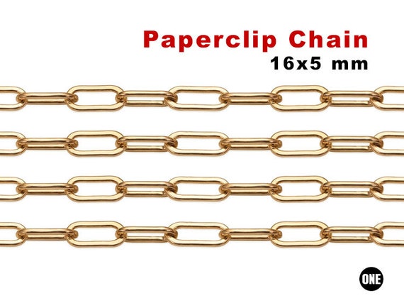 Gold Filled Flat Paperclip Heavy Chain 16.0x5.0 Mm Wholesale | Etsy