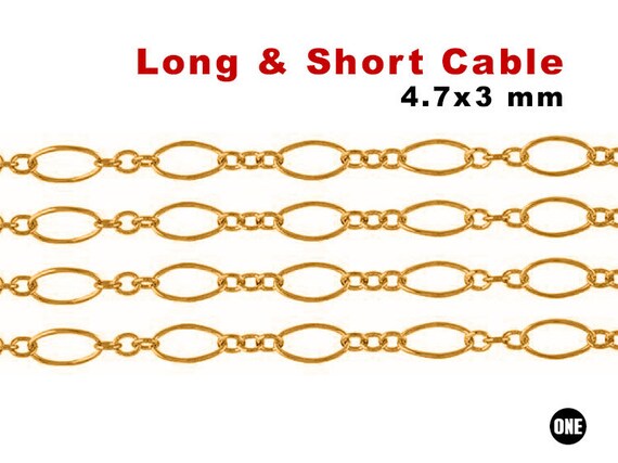 14K Gold Filled Long and Short Cable Chain 4.7x3 Mm 083-GF | Etsy