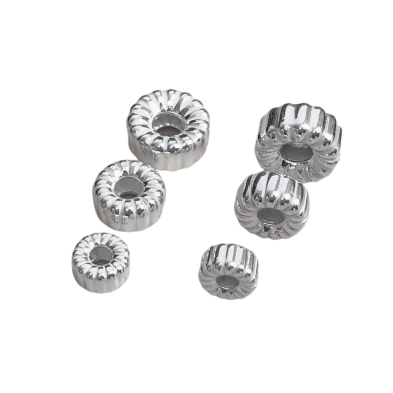 Sterling Silver Corrugated Roundel Beads, Rondelle Spacer Beads in 3 ...