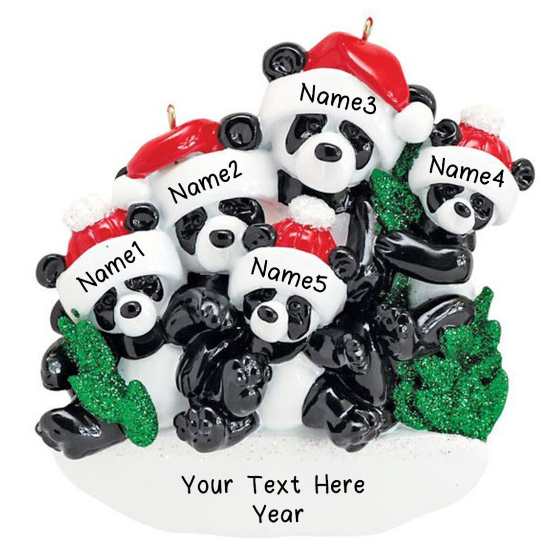 Personalized Bamboo Panda Family Christmas Tree Ornament | Etsy