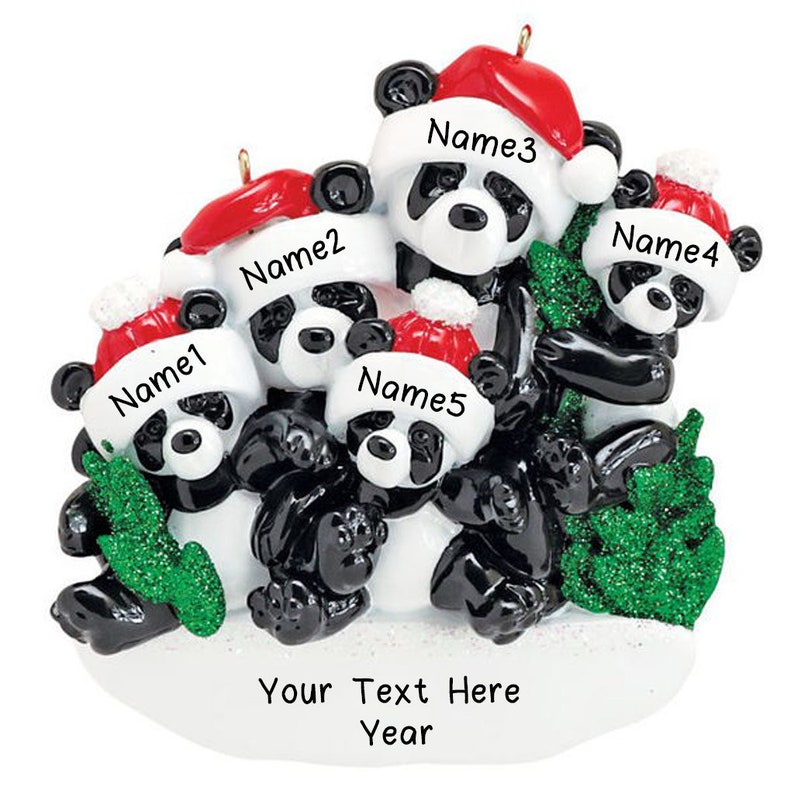 Personalized Bamboo Panda Family Christmas Tree Ornament Present Gift ...