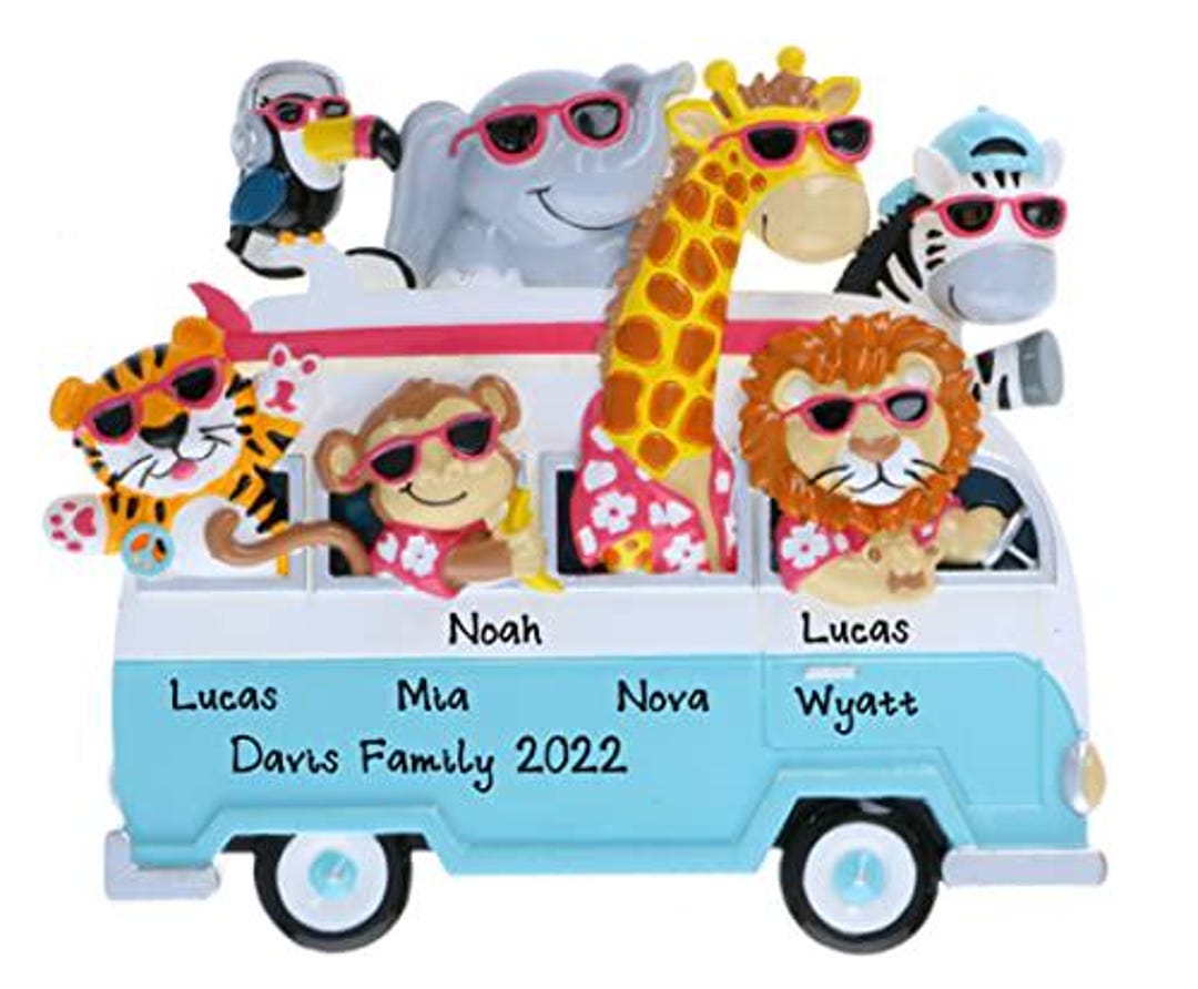 Jungle Family of 6 Personalized Christmas Tree Hanging Ornament - Etsy