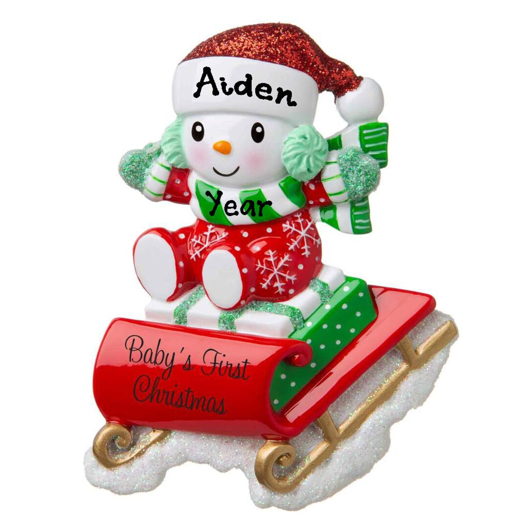 Personalized Baby's First 1st Christmas Sleigh Tree Ornament 2023 Red ...