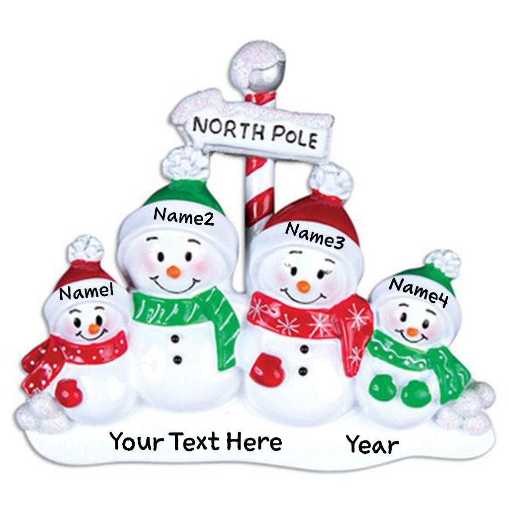 Personalized North Pole Family of 4 Christmas Tree Ornament - Etsy